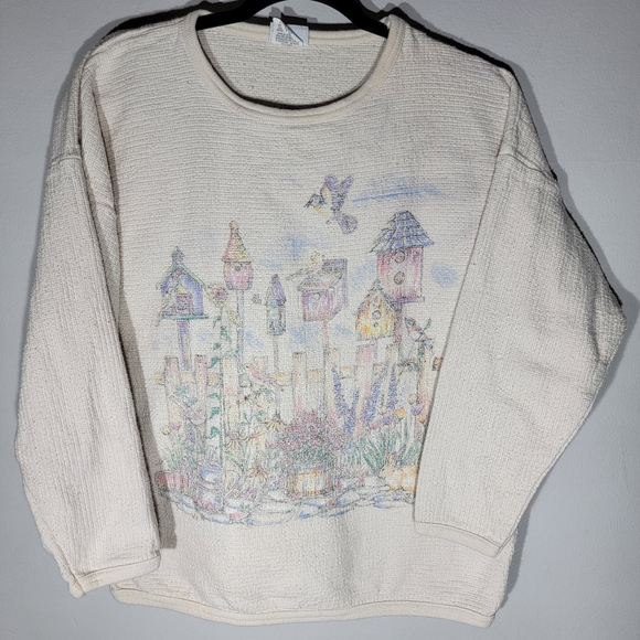 Basic Editions | Tops | 9s Basic Editions Cottagecore Birdhouse Spring ...